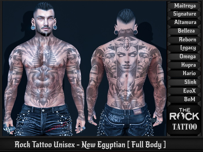 Second Life Marketplace - Rock Tattoo Unisex - New Egyptian [ Full Body ]